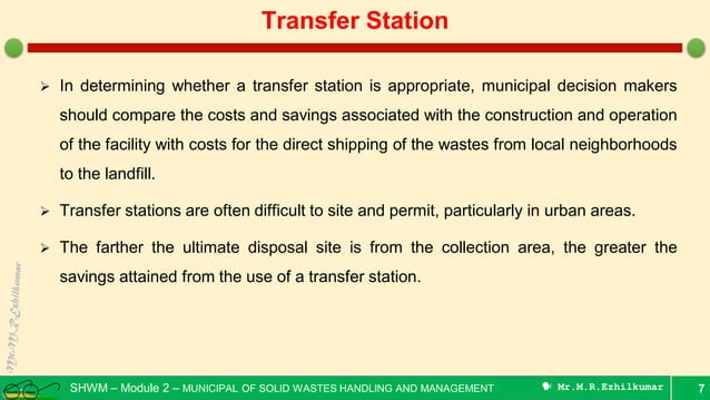 Types of transfer stations - Municipal Solid Wastes | PDF