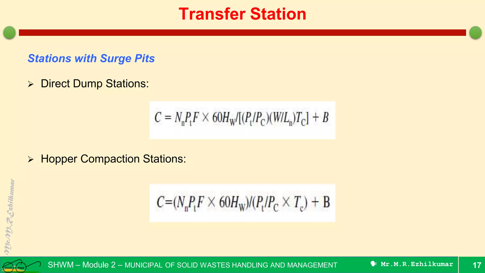 Location of transfer station - Municipal Solid Wastes | PDF