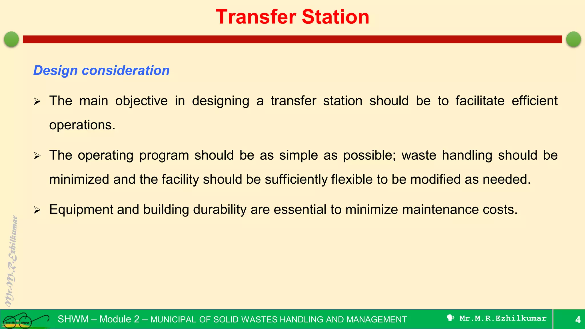 Location of transfer station - Municipal Solid Wastes | PDF