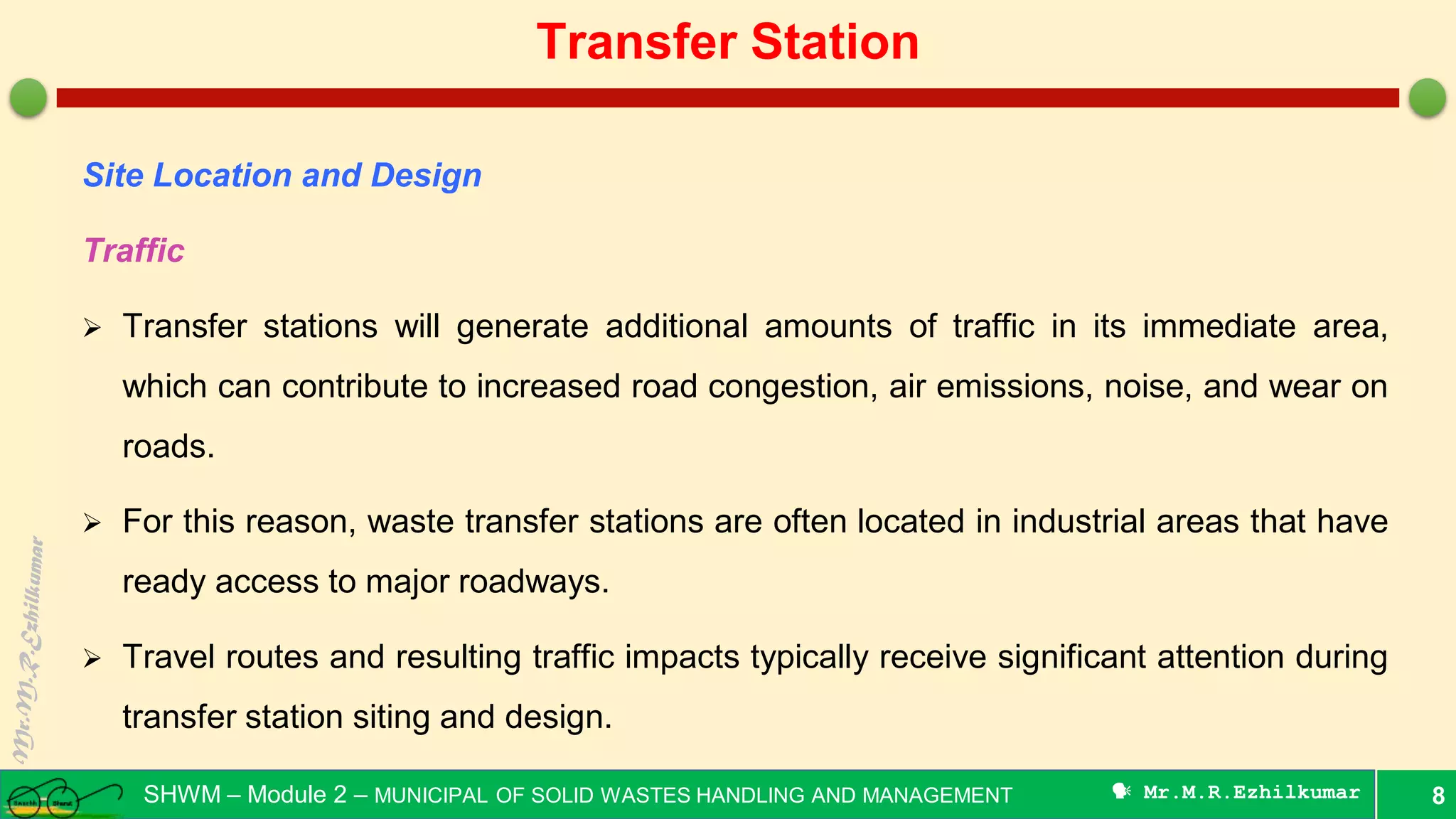 Location of transfer station - Municipal Solid Wastes | PDF