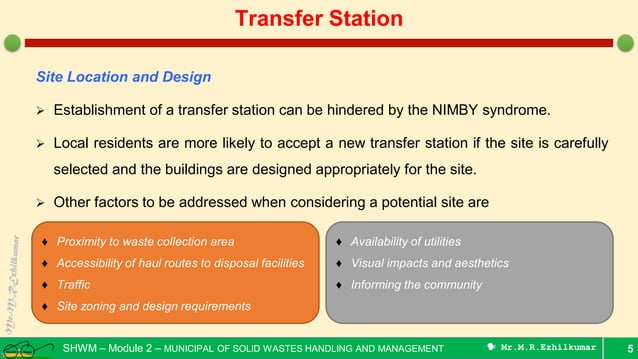 Location of transfer station - Municipal Solid Wastes | PDF