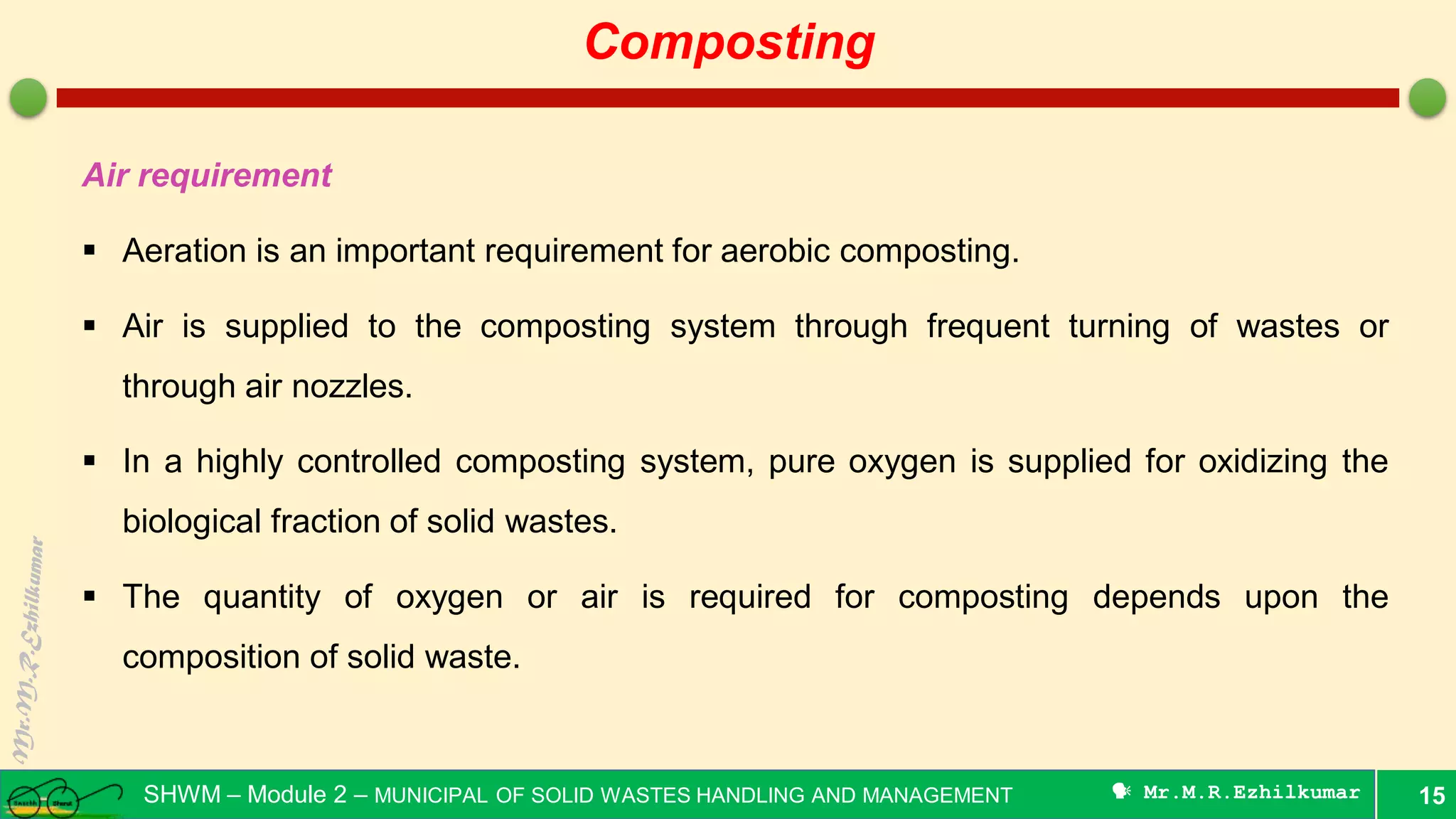 Principles of aerobic and anaerobic composting - Municipal Solid Wastes ...
