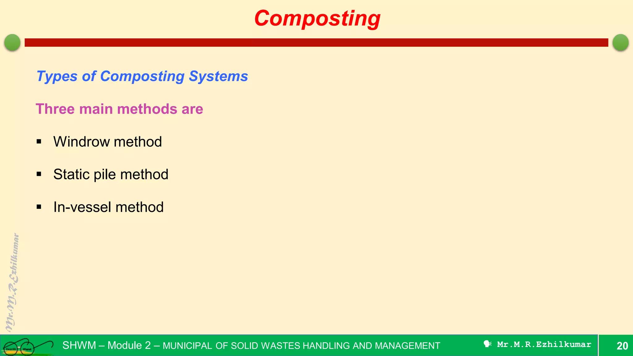 Principles of aerobic and anaerobic composting - Municipal Solid Wastes ...