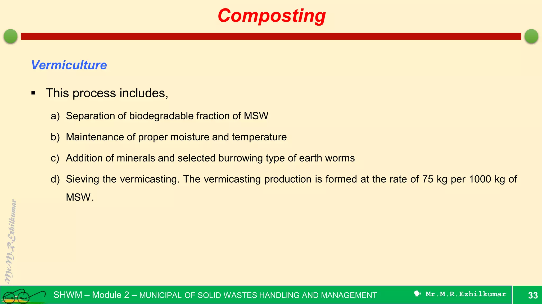 Principles of aerobic and anaerobic composting - Municipal Solid Wastes ...