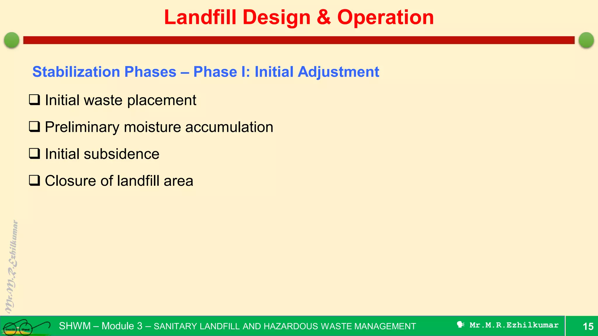 Preliminary design and operation of sanitary landfill | PDF