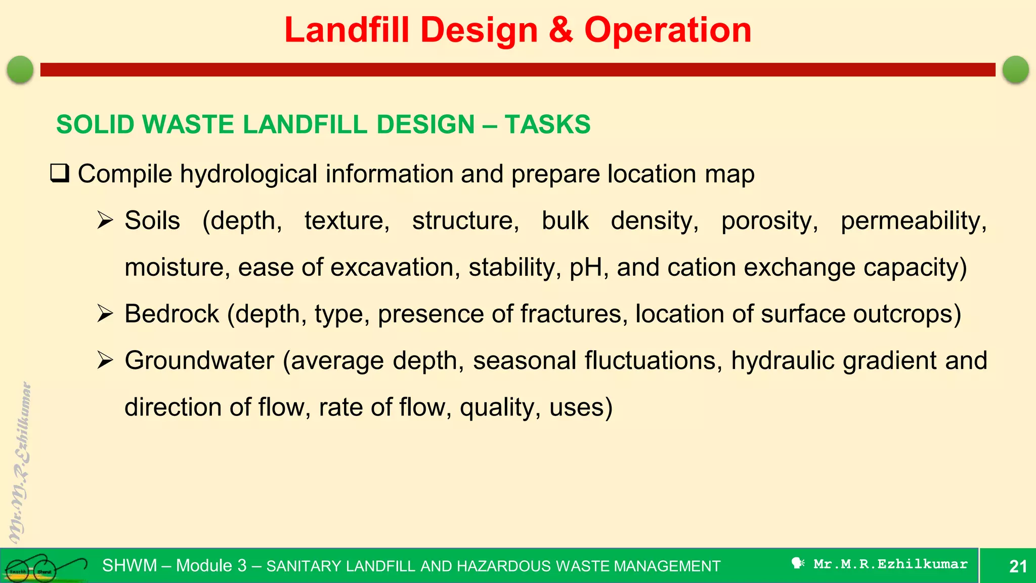 Preliminary design and operation of sanitary landfill | PDF