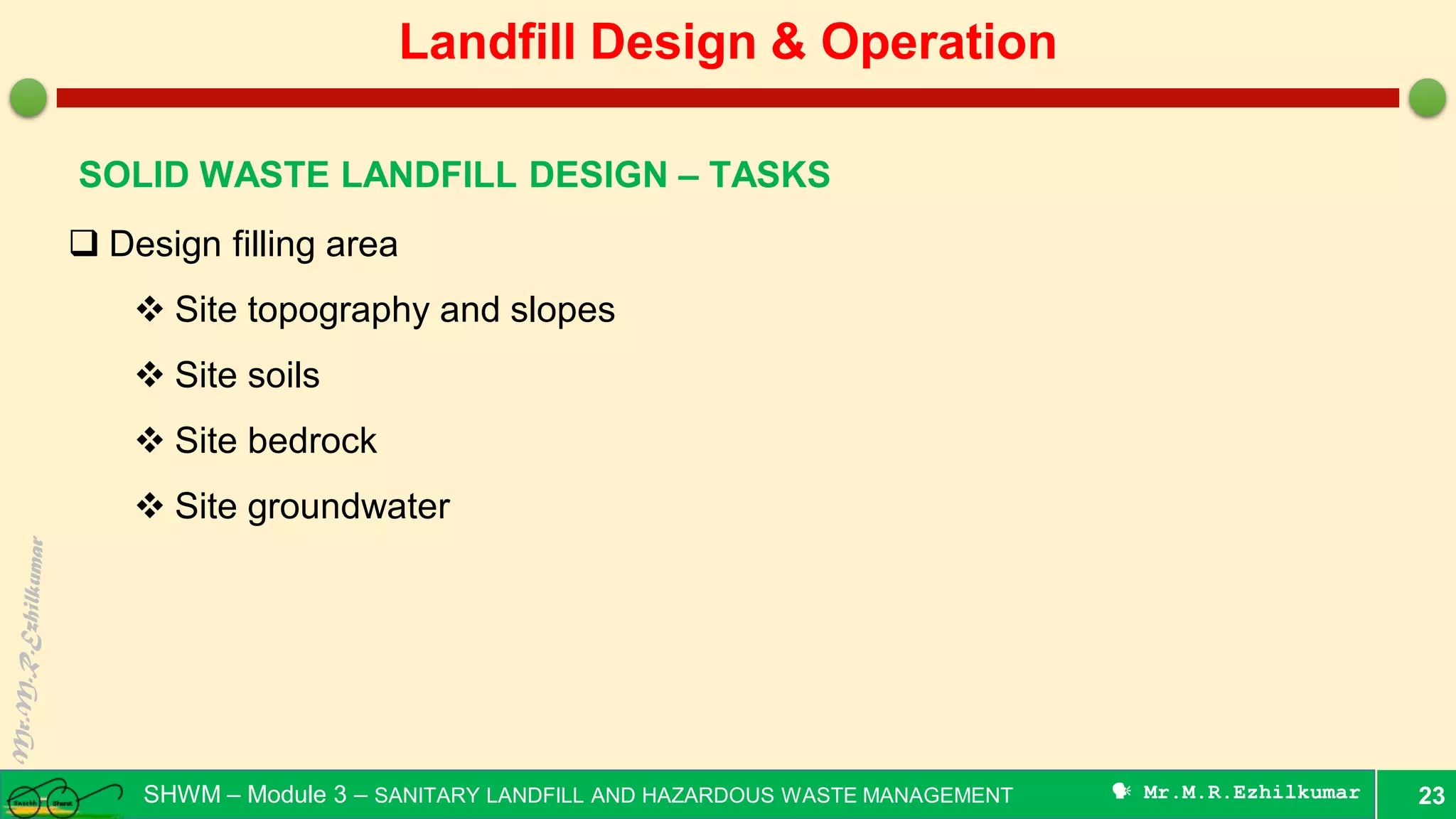 Preliminary design and operation of sanitary landfill | PDF