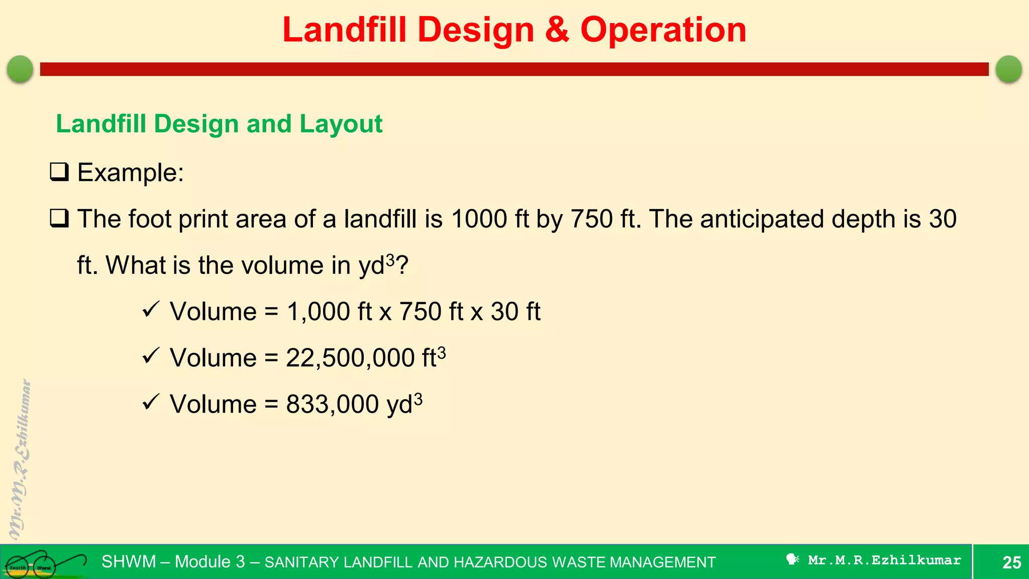 Preliminary design and operation of sanitary landfill | PDF