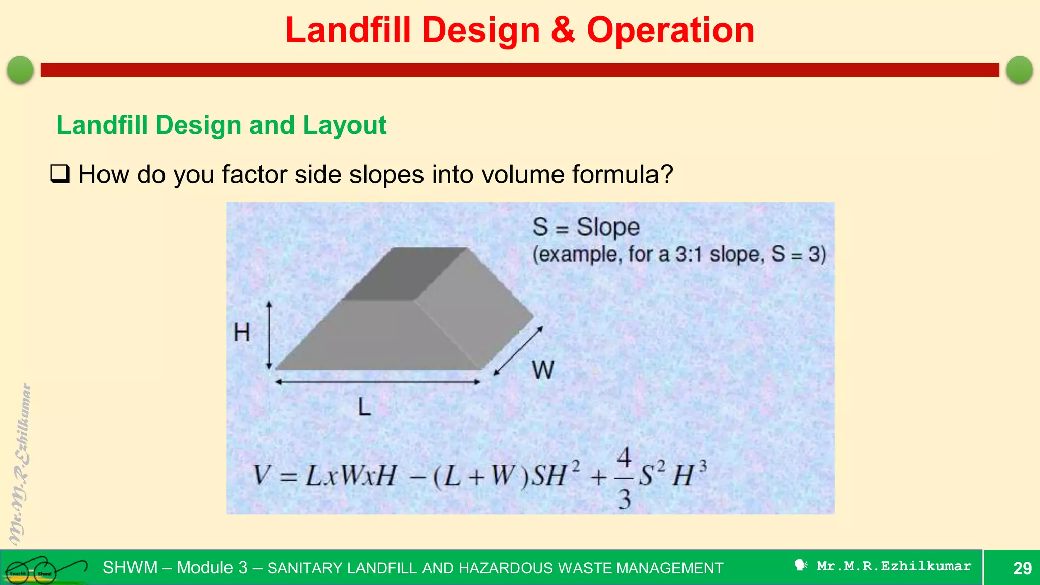 Preliminary design and operation of sanitary landfill | PDF
