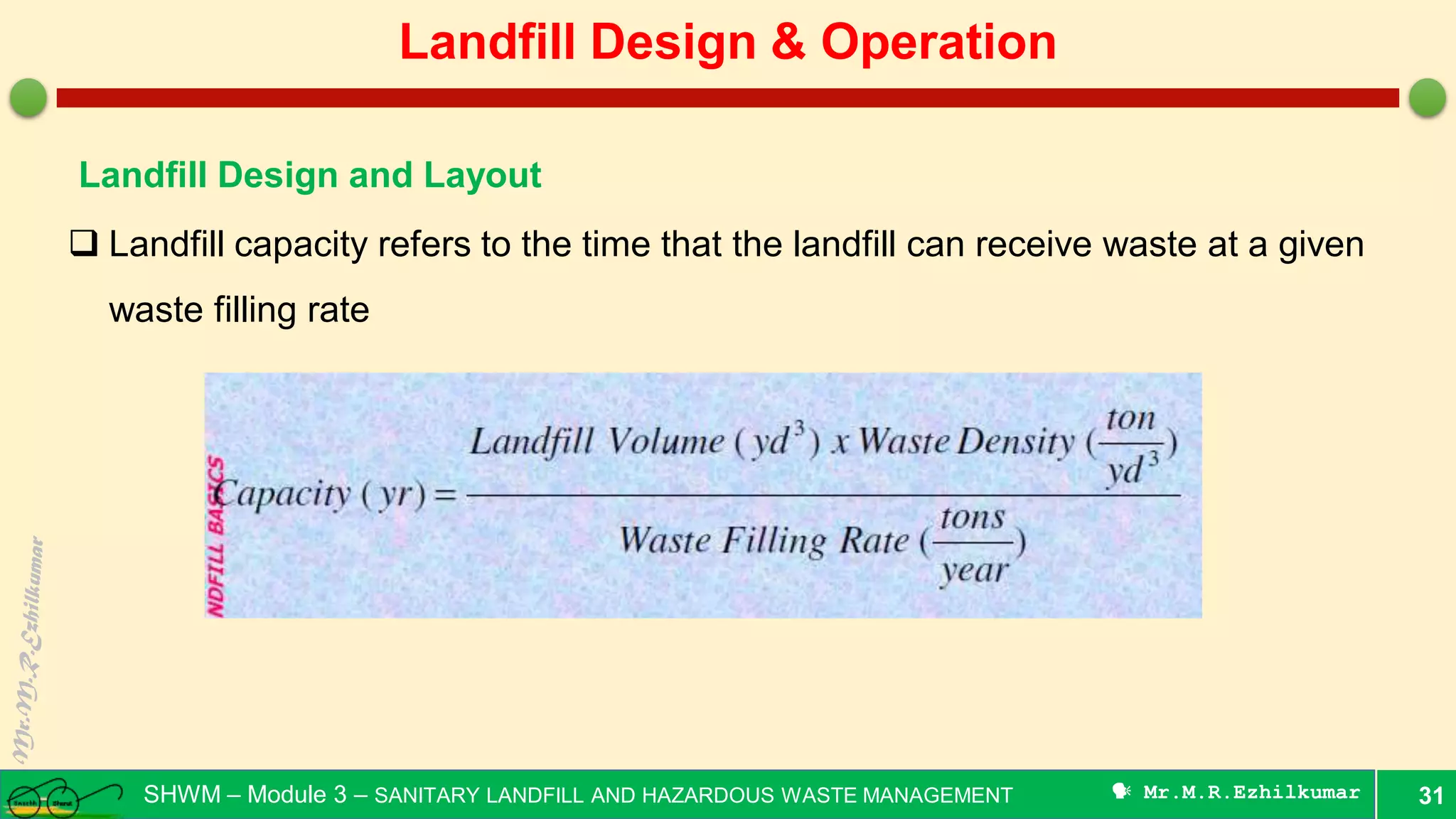 Preliminary design and operation of sanitary landfill | PDF