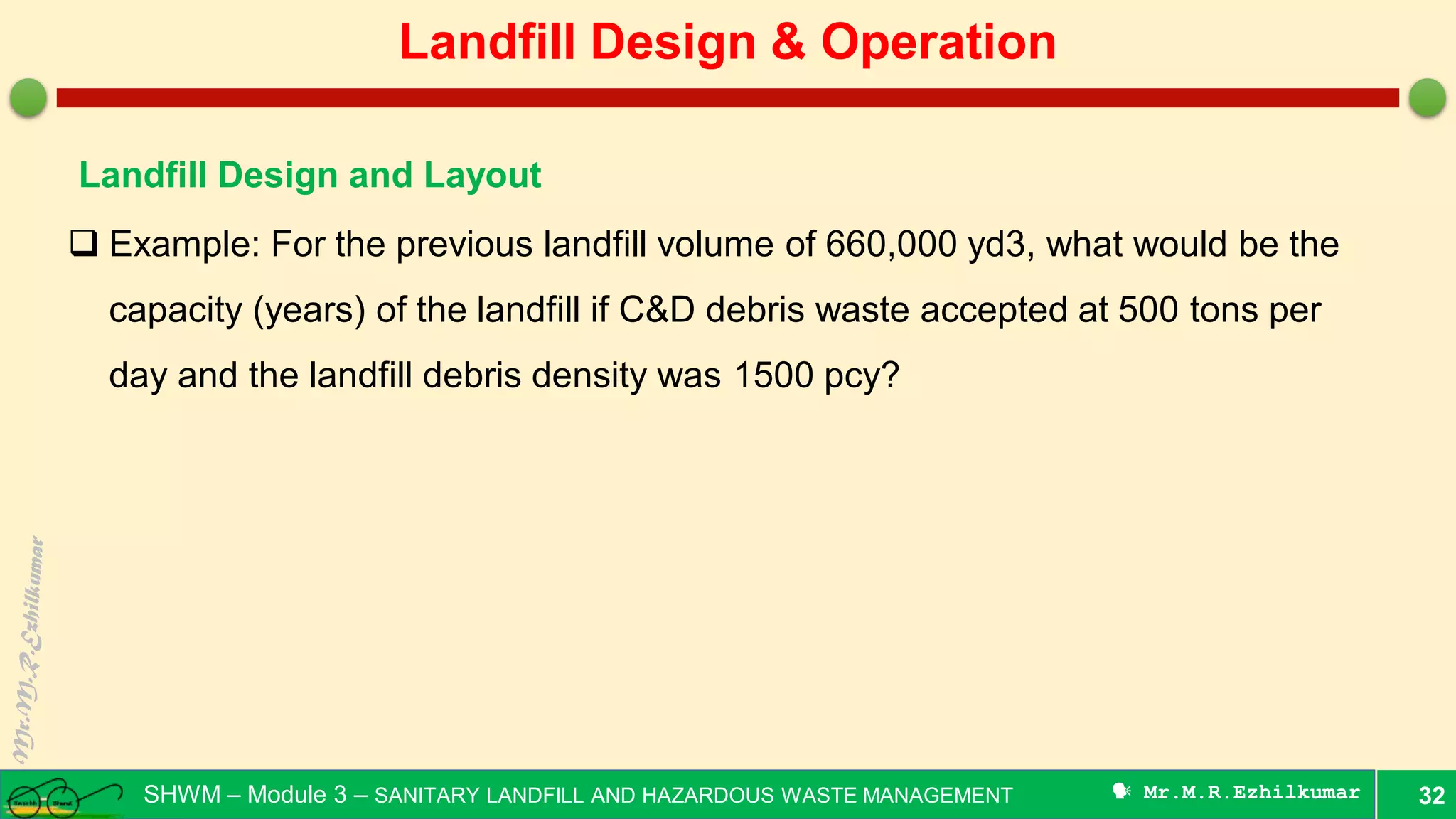 Preliminary design and operation of sanitary landfill | PDF