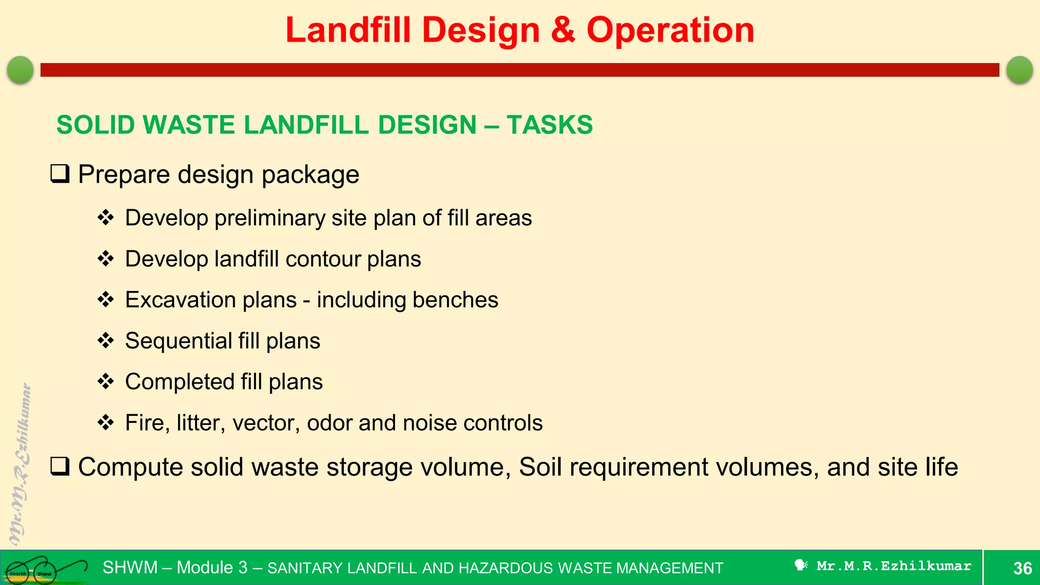 Preliminary design and operation of sanitary landfill | PDF