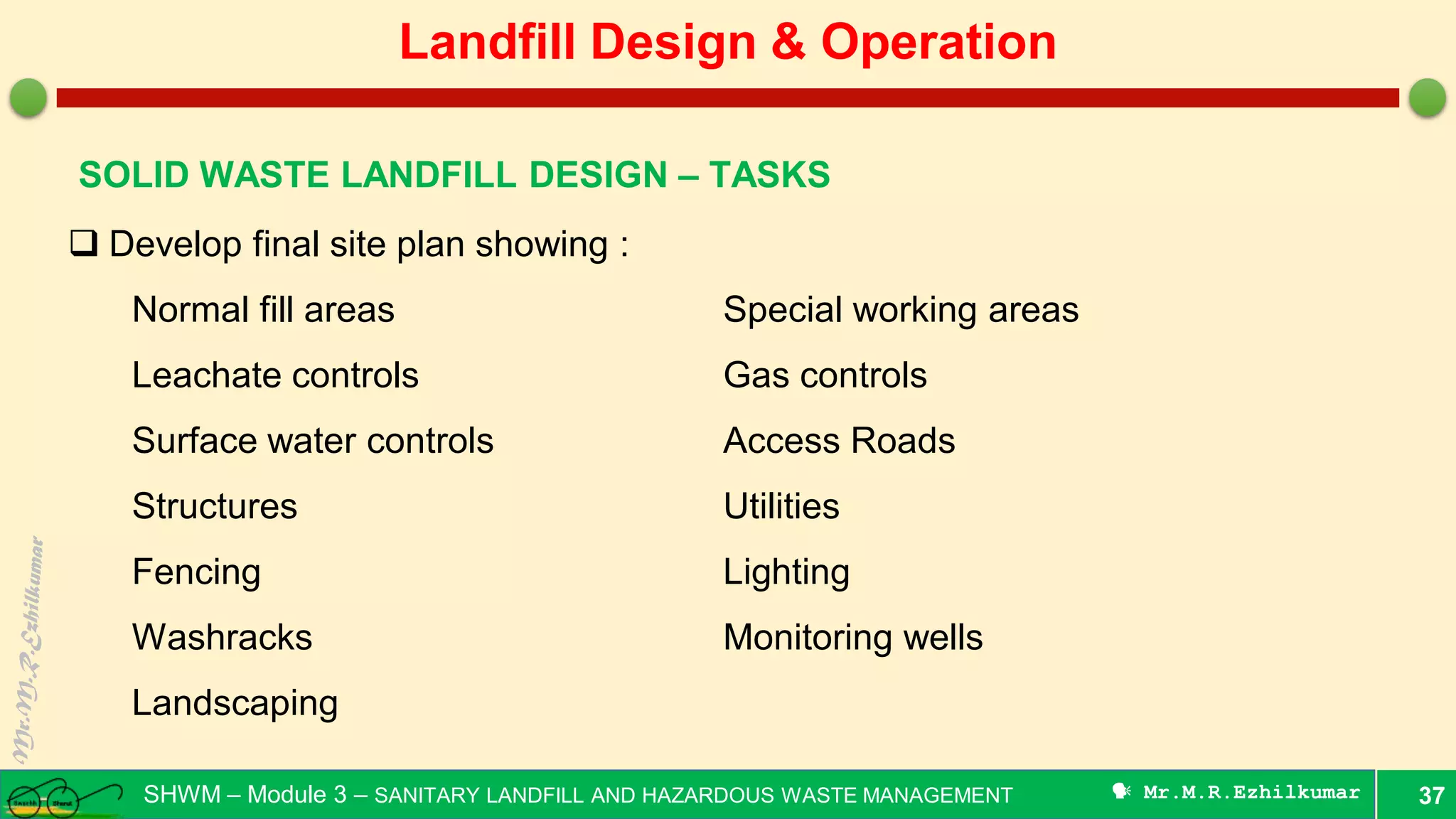 Preliminary design and operation of sanitary landfill | PDF