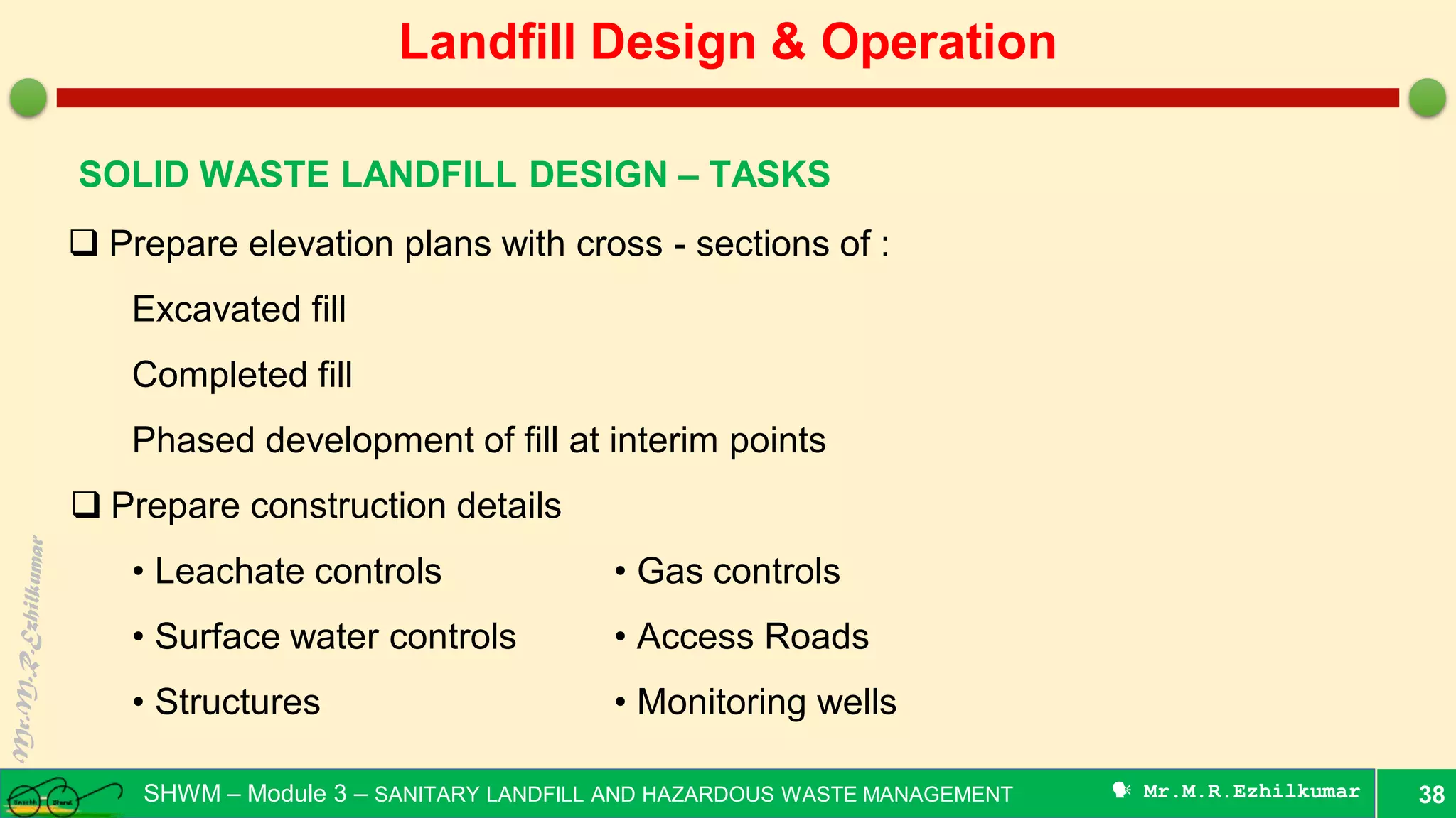 Preliminary design and operation of sanitary landfill | PDF
