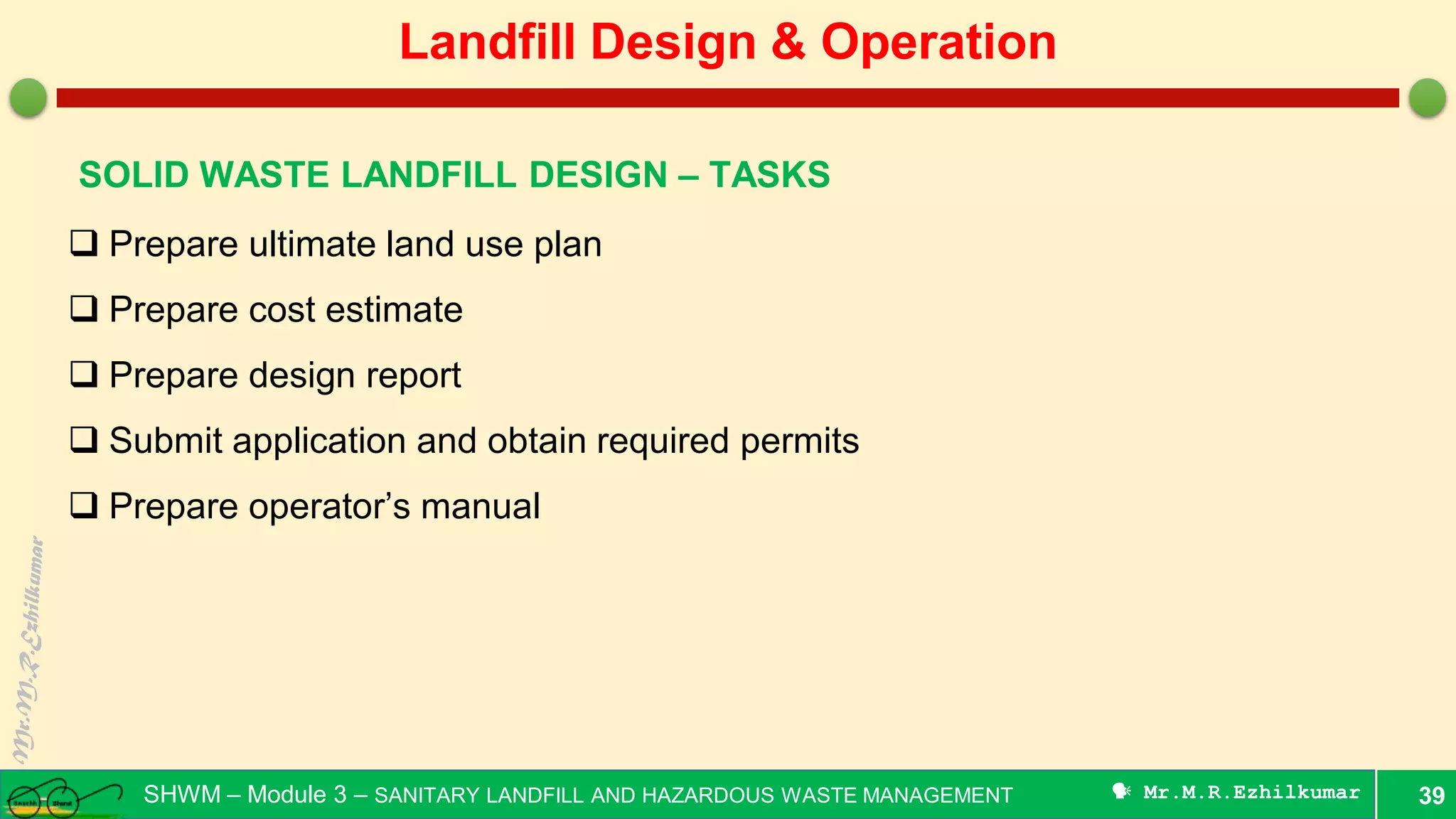 Preliminary design and operation of sanitary landfill | PDF