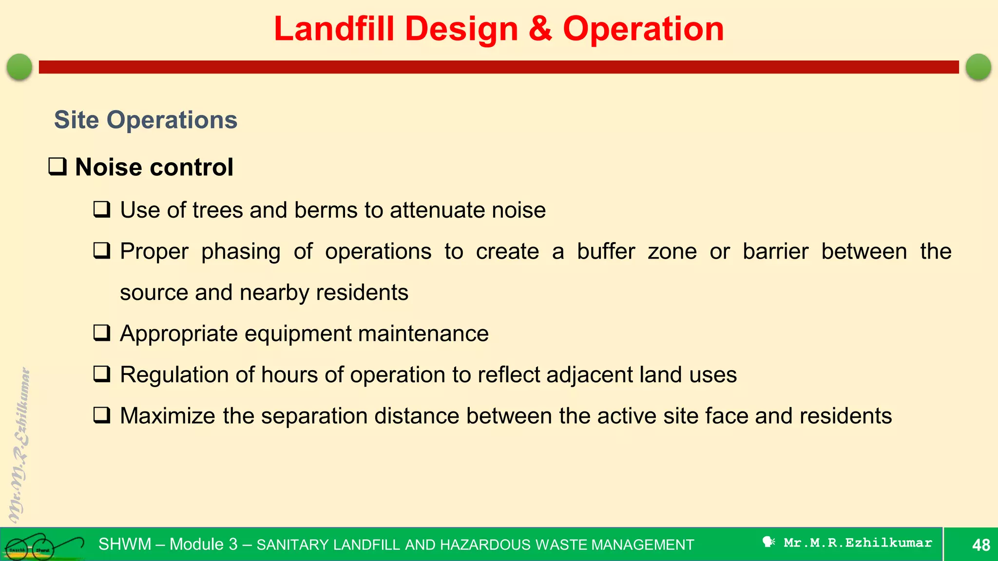 Preliminary design and operation of sanitary landfill | PDF
