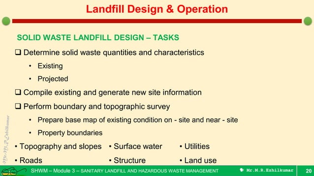 Preliminary design and operation of sanitary landfill | PDF