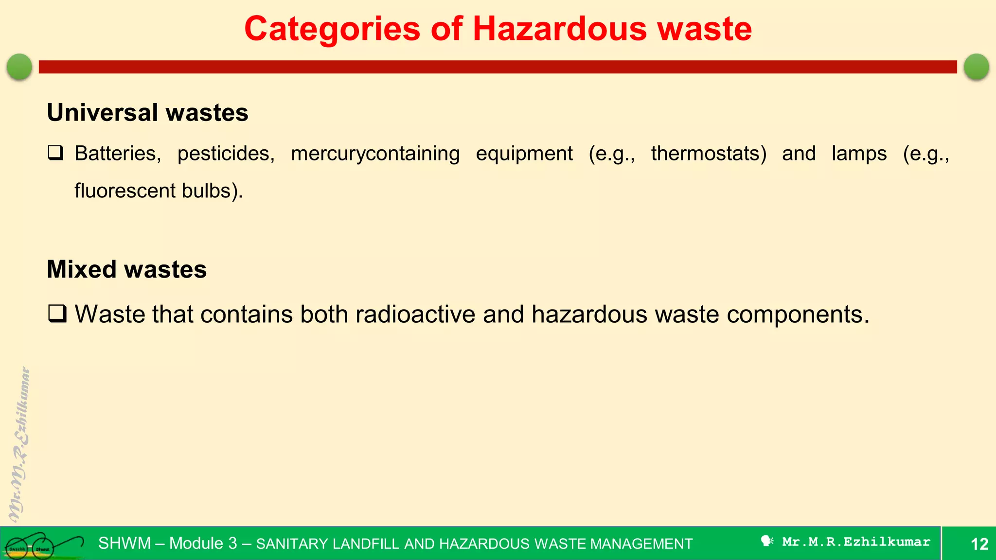 Hazardous wastes - types & sources | PDF