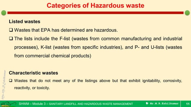 Hazardous wastes - types & sources | PDF | Environmental Services ...