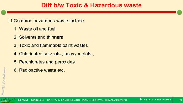 Hazardous wastes - types & sources | PDF | Environmental Services ...