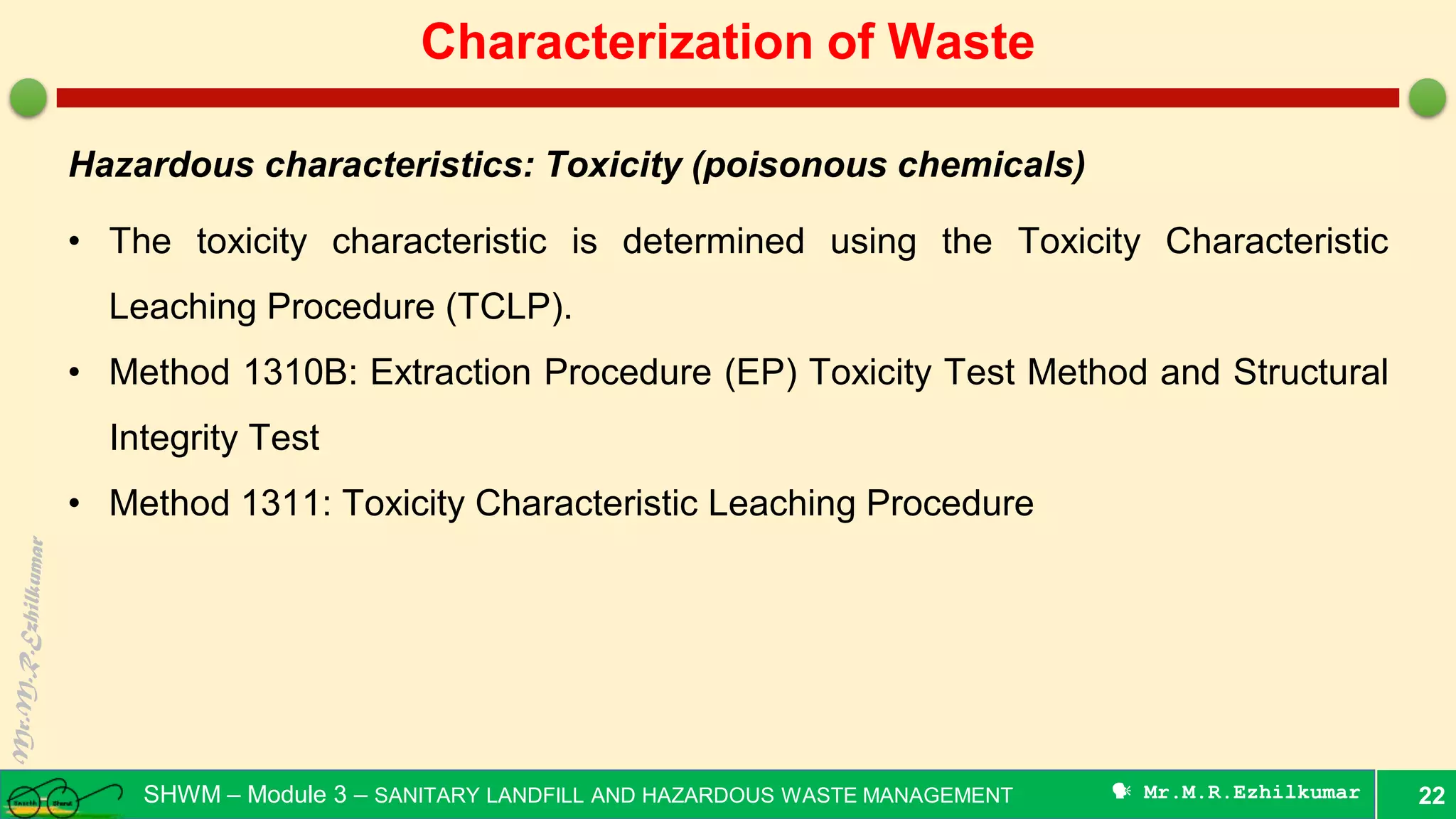 Hazardous wastes - Characterisation & TCLP | PDF