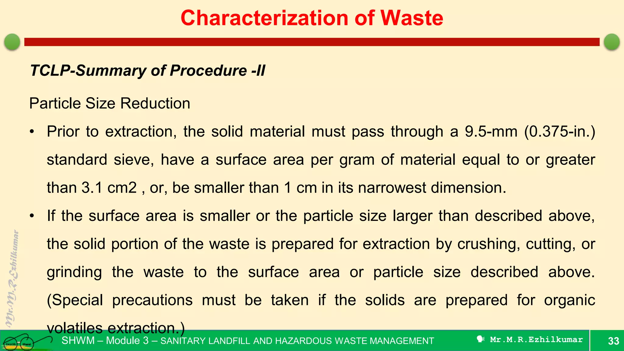 Hazardous wastes - Characterisation & TCLP | PDF