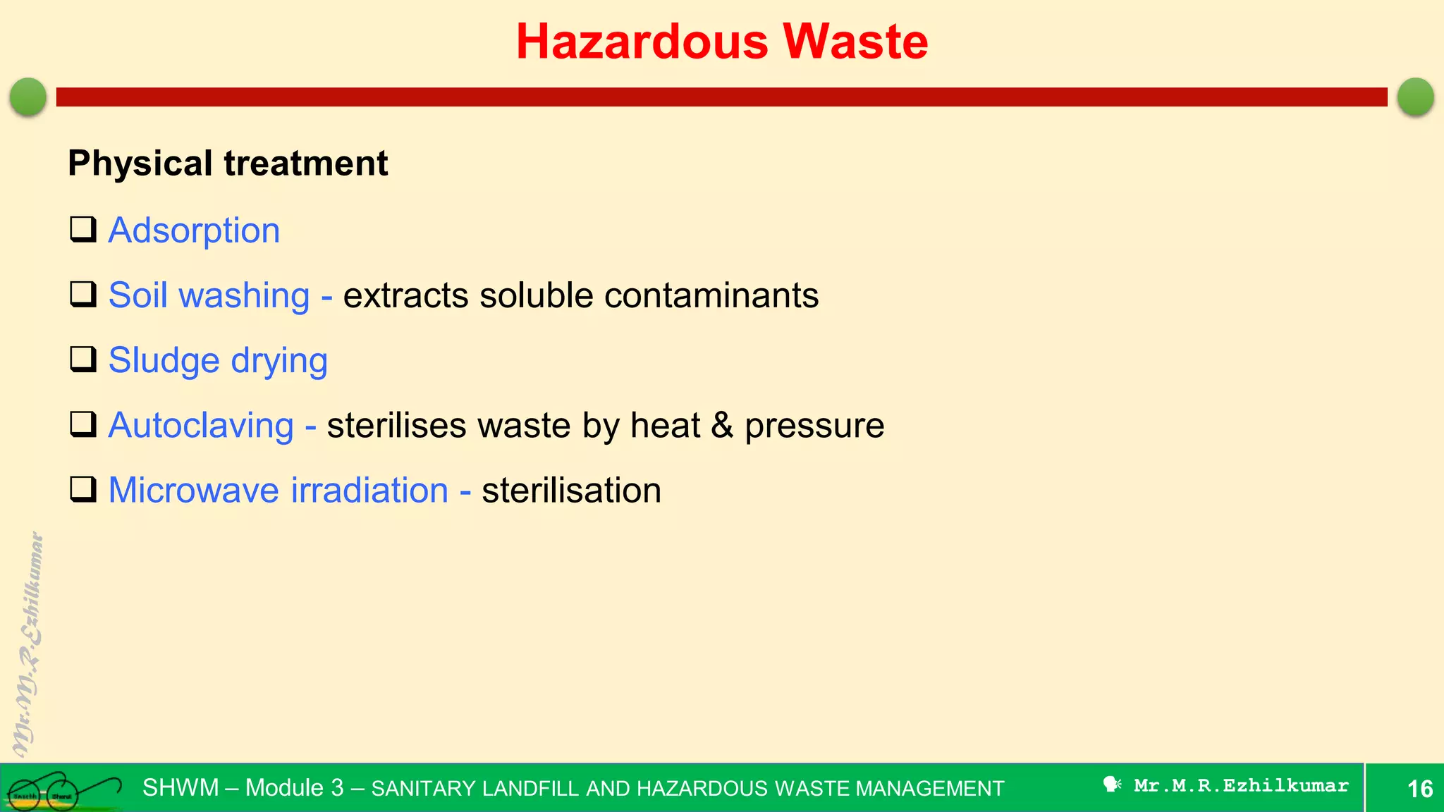 Treatment and disposal of Hazardous wastes | PDF