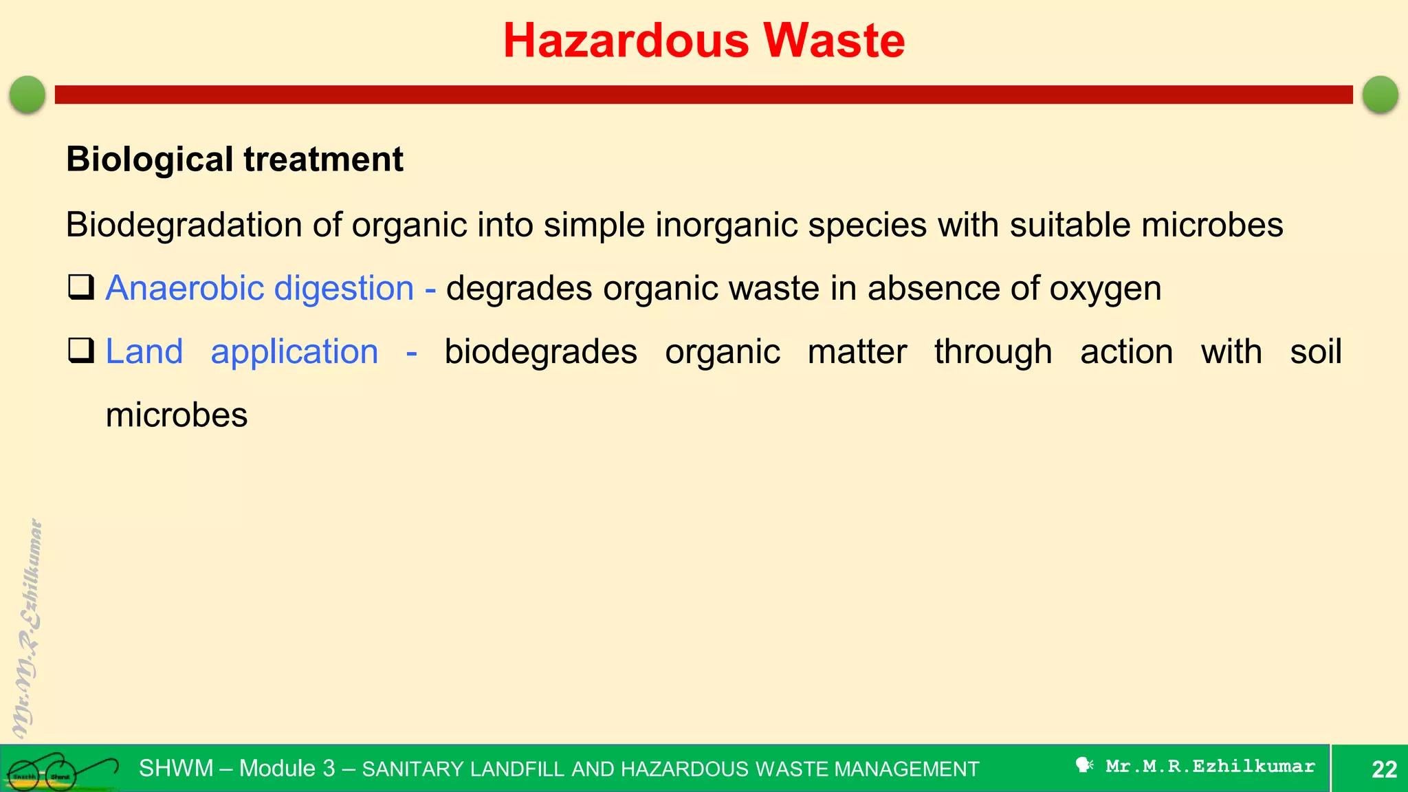 Treatment and disposal of Hazardous wastes | PDF