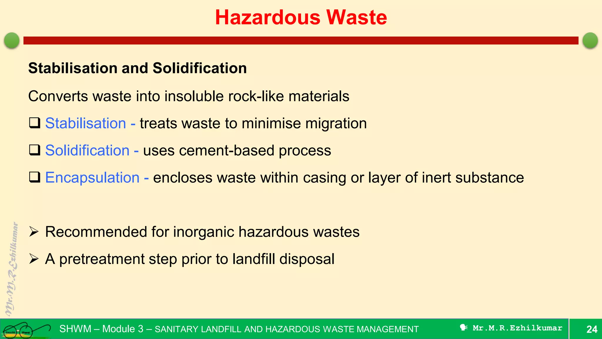 Treatment and disposal of Hazardous wastes | PDF