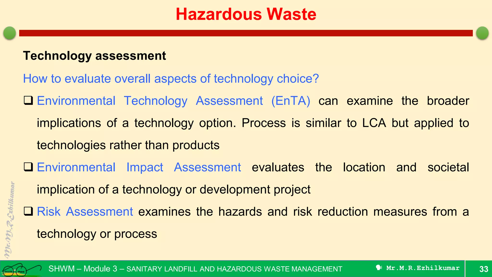 Treatment and disposal of Hazardous wastes | PDF
