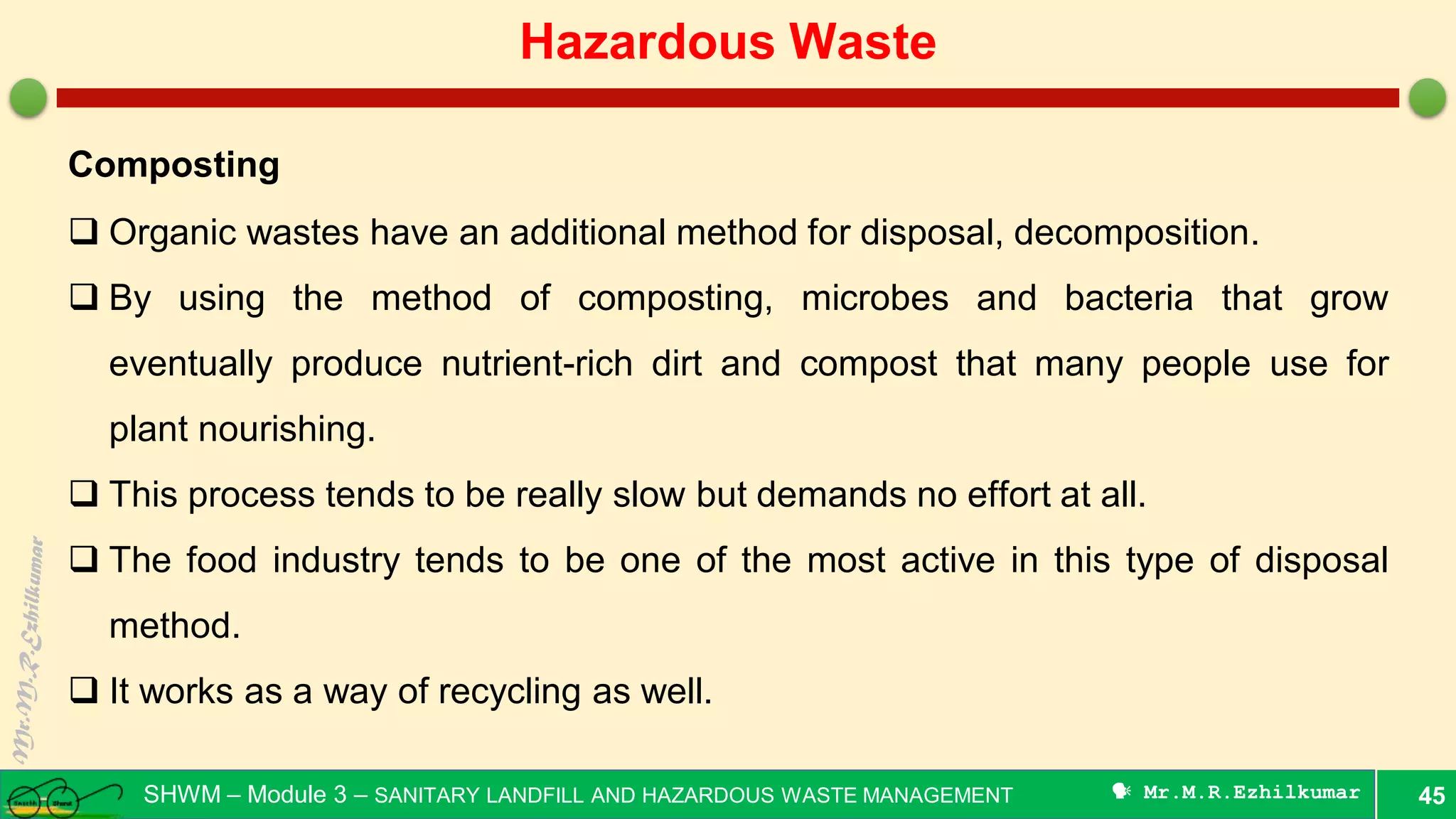 Treatment and disposal of Hazardous wastes | PDF