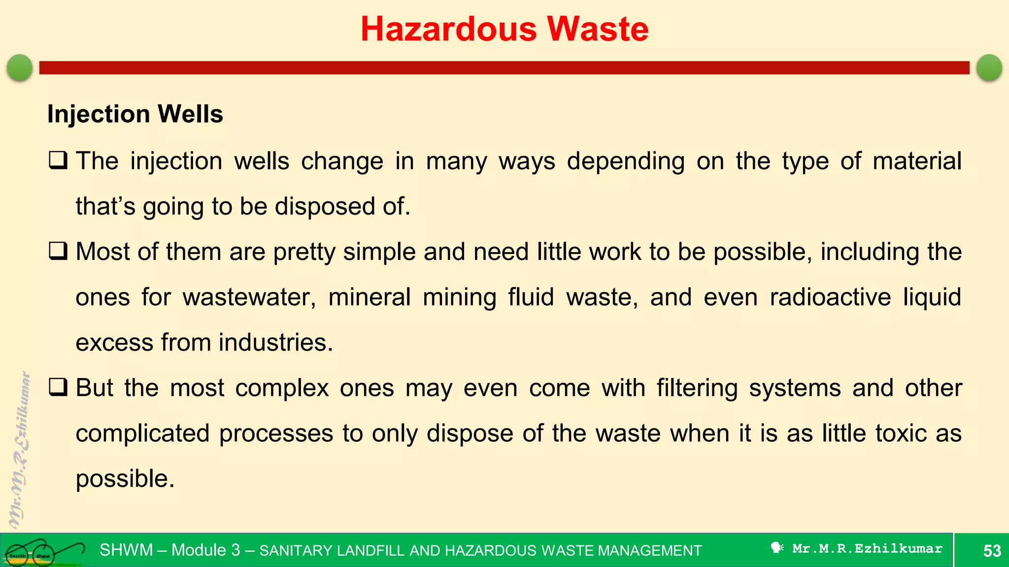 Treatment and disposal of Hazardous wastes | PDF