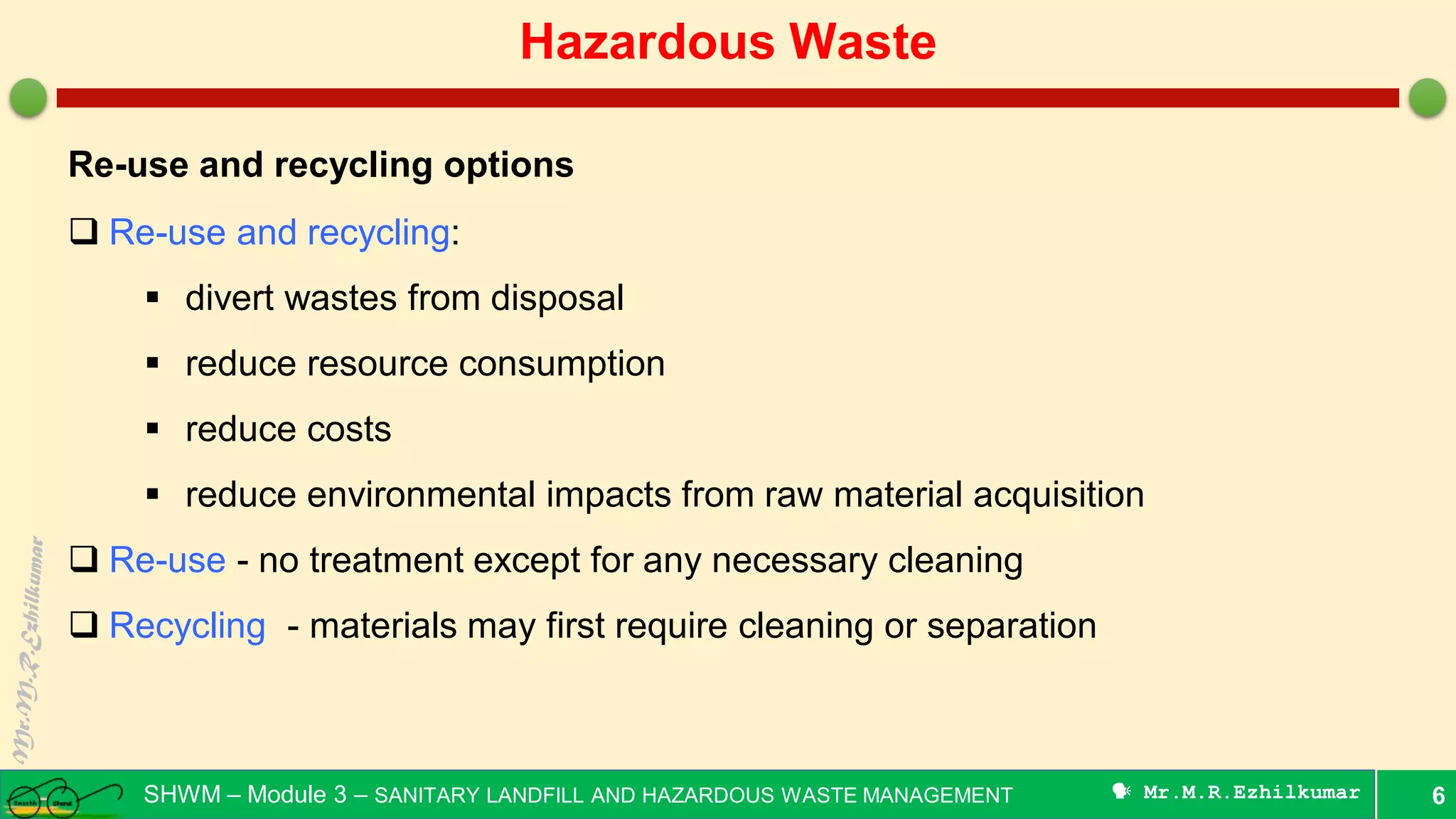 Treatment and disposal of Hazardous wastes | PDF
