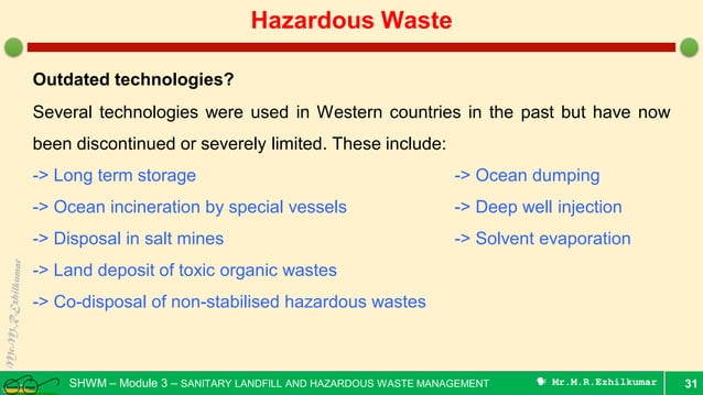 Treatment and disposal of Hazardous wastes | PDF | Indoor Environmental ...