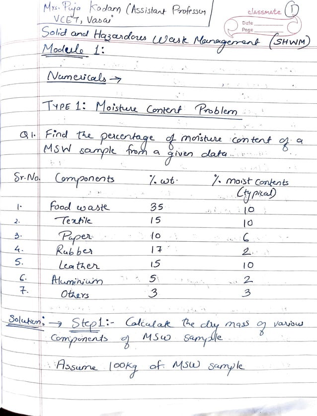 Numericals on Generation of Solid waste .pdf | Physics | Science