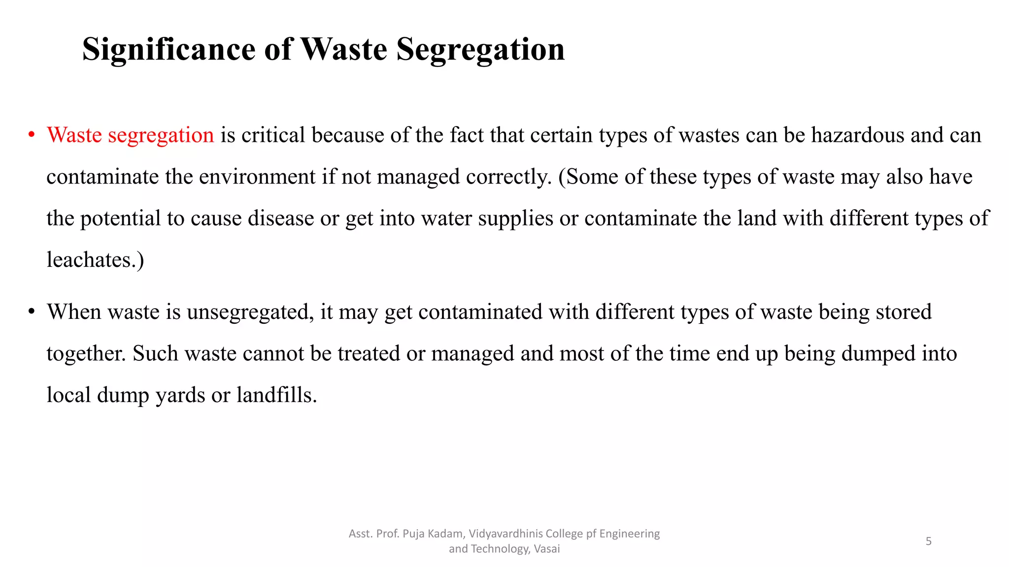 Waste Seggregation, Storage, Collection and Transport | PPTX