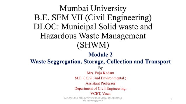 Waste Seggregation, Storage, Collection and Transport | PPTX