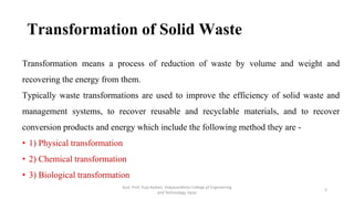 Waste Processing Techniques and Energy Recovery | PPT