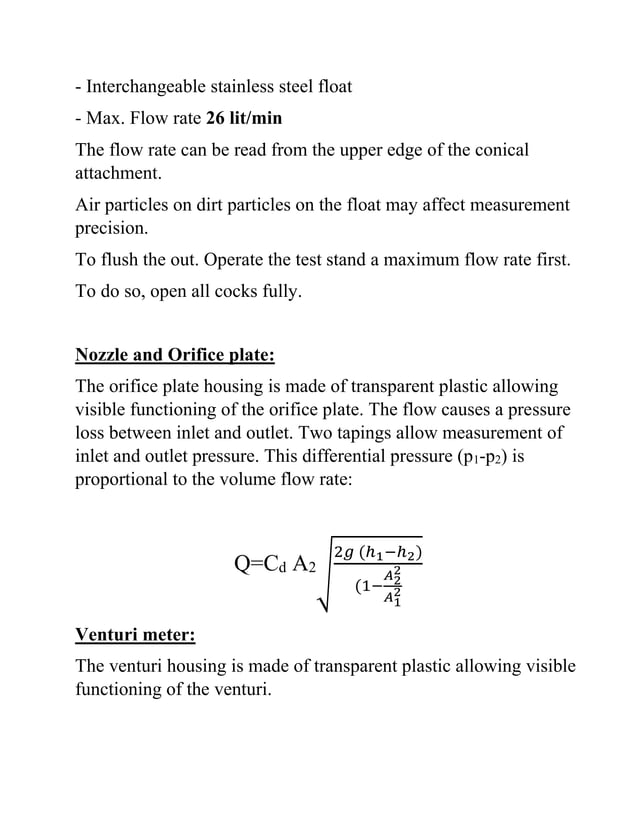 exp.9 flow meter demonstration | PDF