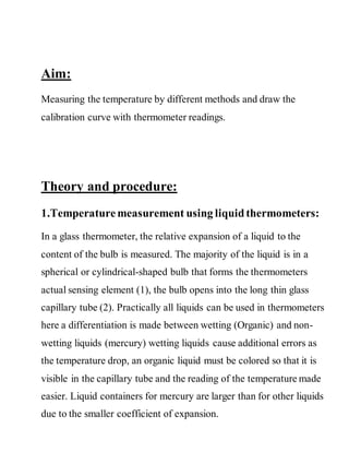 Temperature measurements and Calibration by heating | DOCX | Chemistry ...