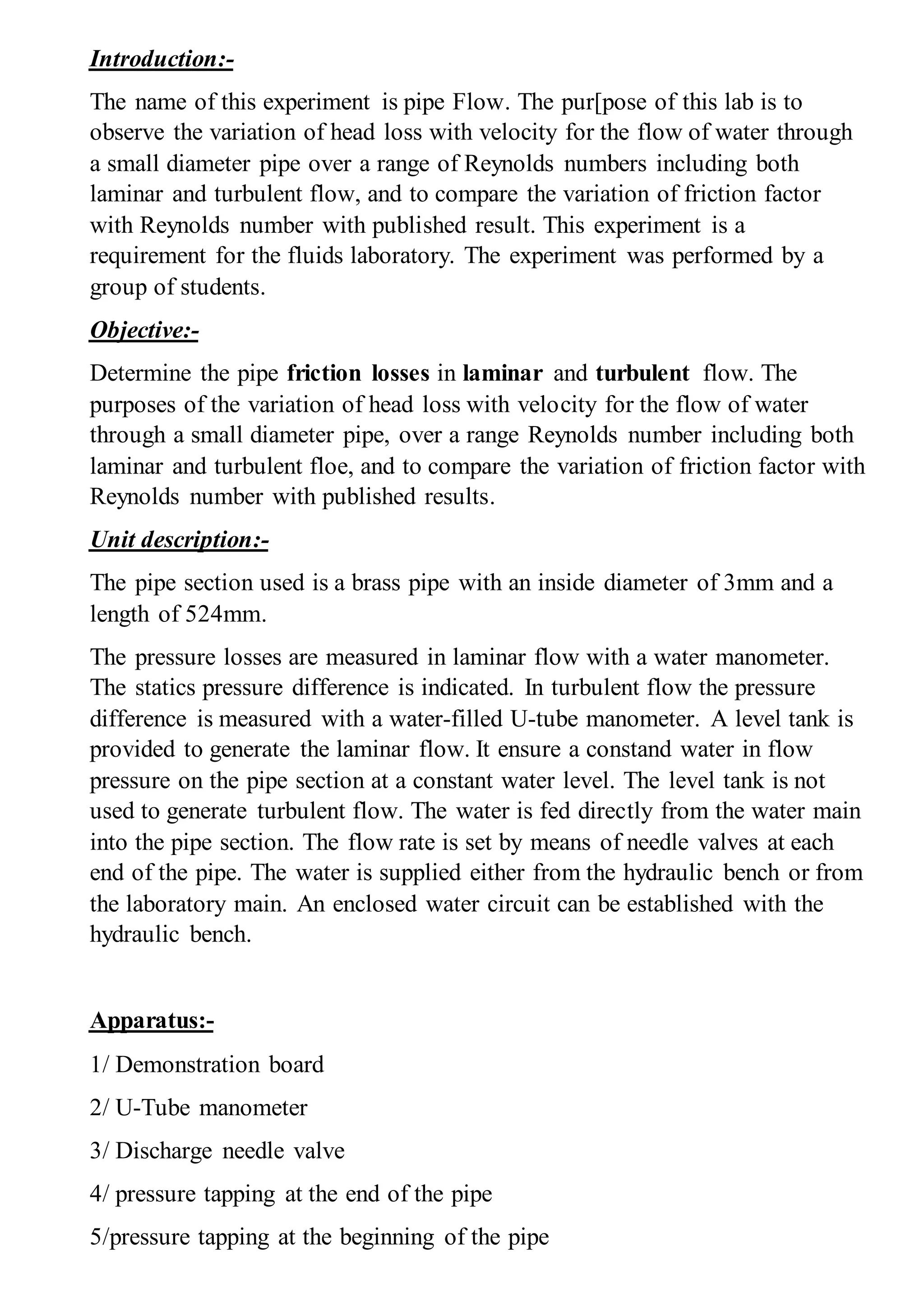 pipe friction for laminar | PDF