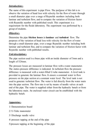 pipe friction for laminar | PDF