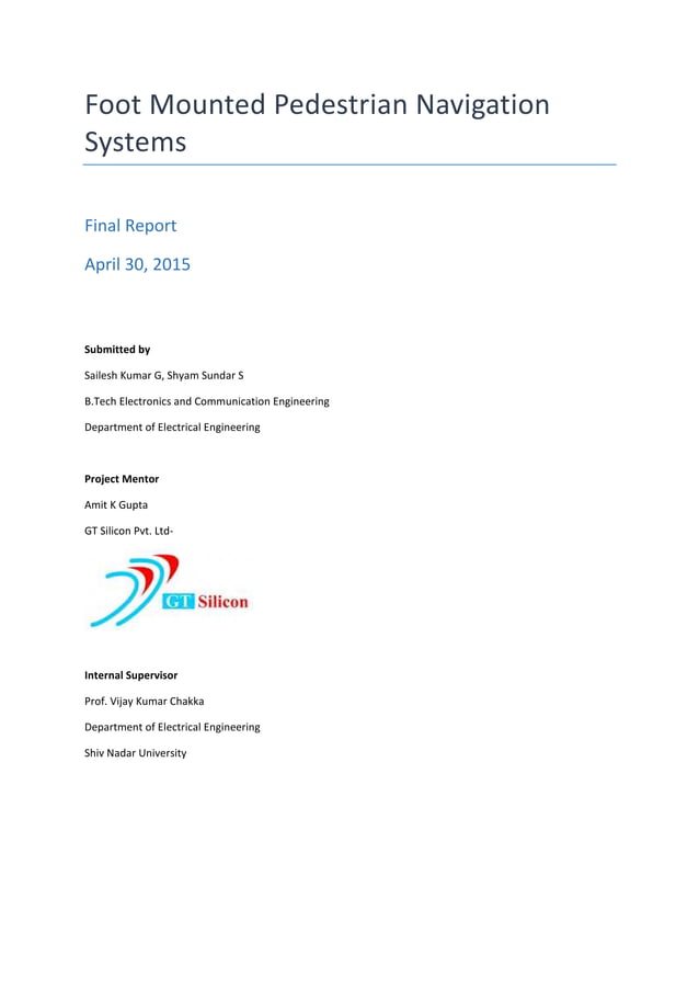 Foot Mounted Pedestrian Navigation Systems | PDF