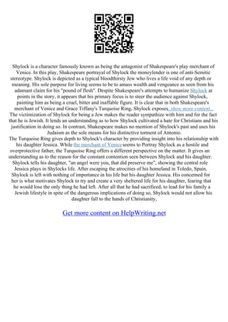 Shylock Essay | PDF