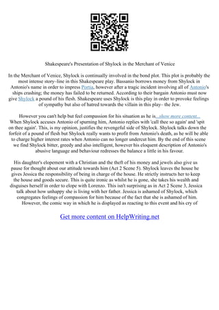 Shylock Essay | PDF