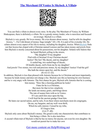 Shylock Essay | PDF