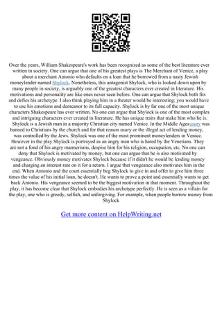 Shylock Essay | PDF