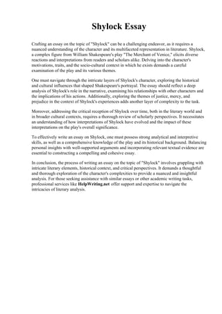 Shylock Essay | PDF