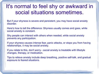 Am I Shy or do I Have Social Anxiety? | PPT