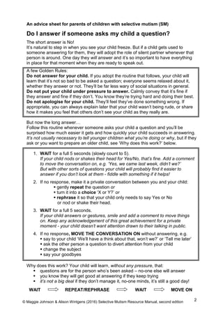 Shyness reluctancetospeakas dorselectivemutism handout | PDF